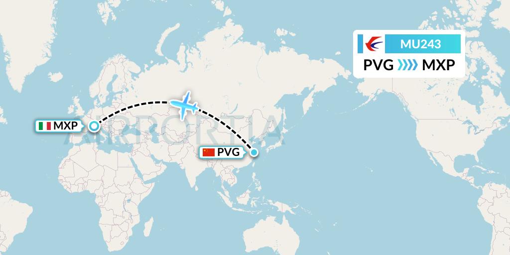 MU243 Flight Status China Eastern Airlines: Shanghai to Milan (CES243)
