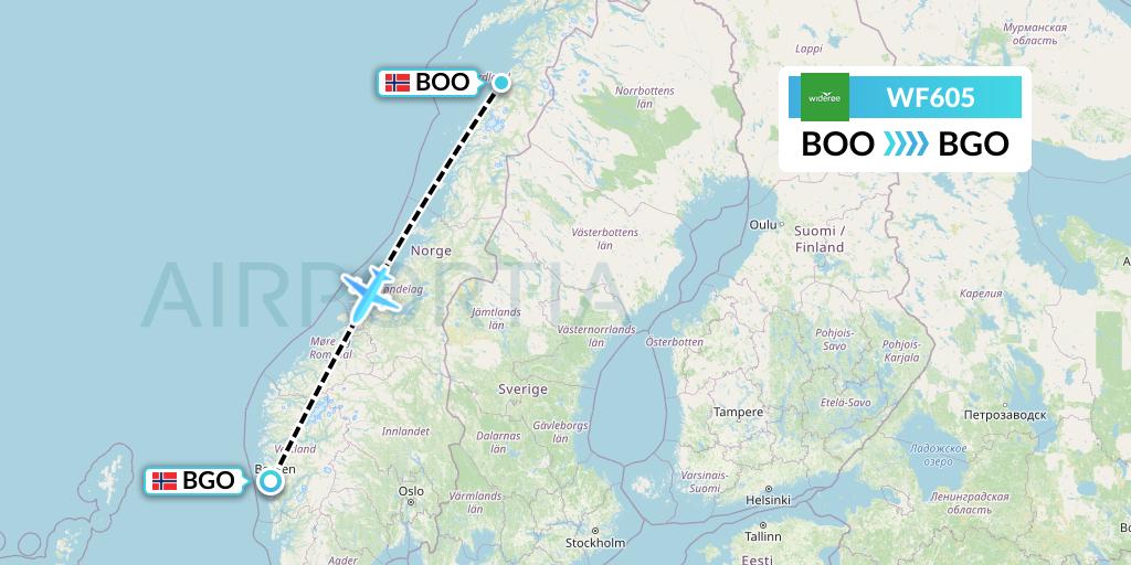 WF605 Flight Status Wideroe: Bodo to Bergen (WIF605)