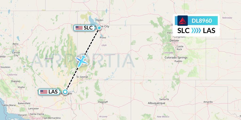 DL8960 Flight Status Delta Air Lines: Salt Lake City to Las Vegas (DAL8960)