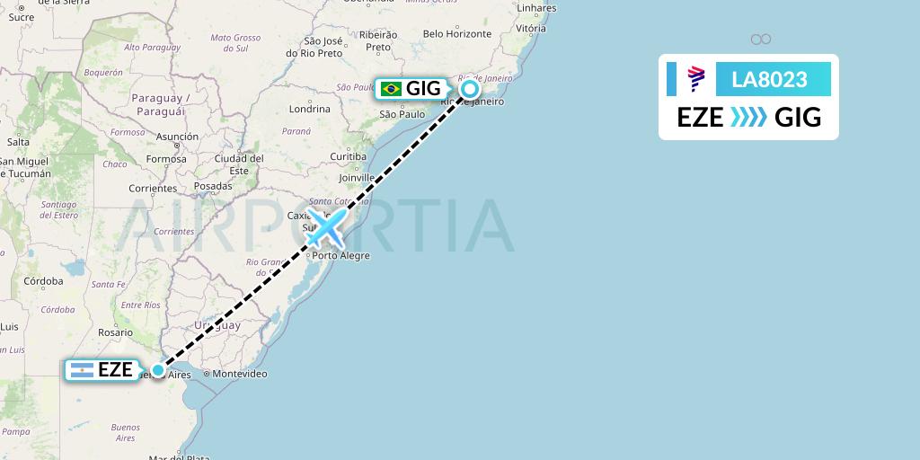 LA8023 Flight Status LAN Airlines: Buenos Aires to Rio de Janeiro (LAN8023)