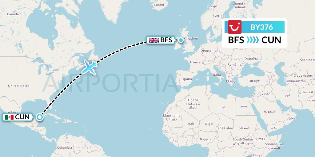 BY376 Flight Status TUI Airways: Belfast to Cancun (TOM376)
