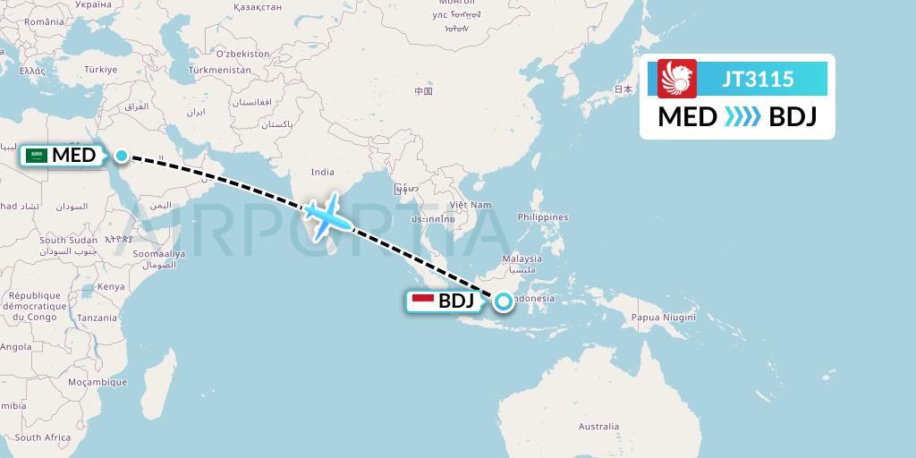 JT3115 Flight Status Lion Airlines: Medina to Banjarmasin (LNI3115)