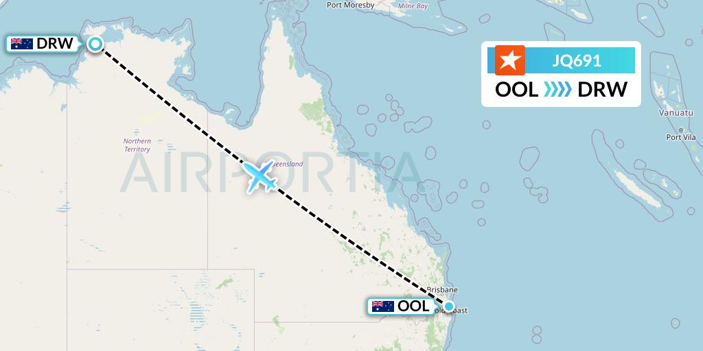 JQ691 Flight Status Jetstar Airways: Gold Coast to Darwin (JST691)