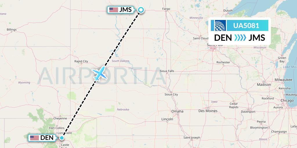 UA5081 Flight Status United Airlines: Denver to Jamestown (UAL5081)