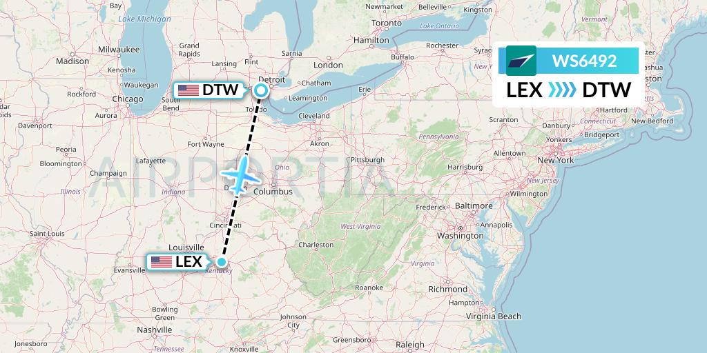 WS6492 Flight Status WestJet: Lexington to Detroit (WJA6492)