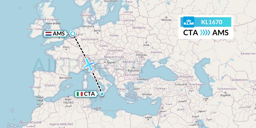 KL1670 Flight Status KLM: Catania to Amsterdam (KLM1670)