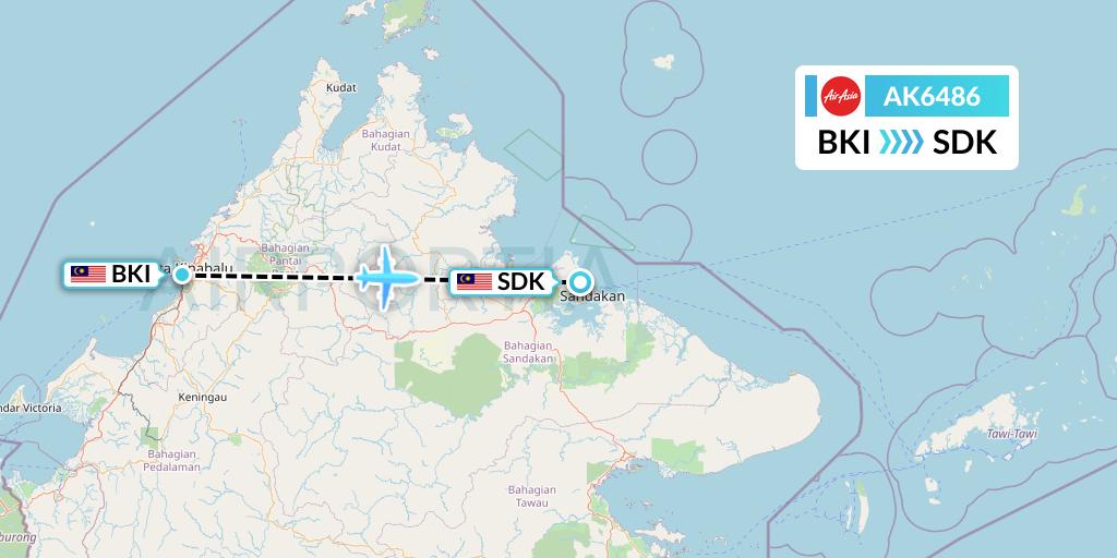 AK6486 Flight Status AirAsia: Kota Kinabalu to Sandakan (AXM6486)