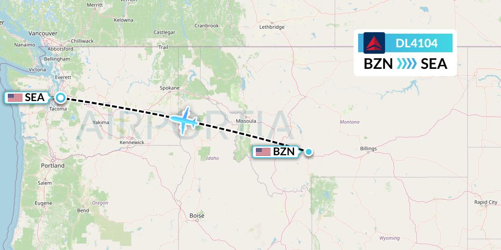 DL4104 Flight Status Delta Air Lines: Bozeman to Seattle (DAL4104)
