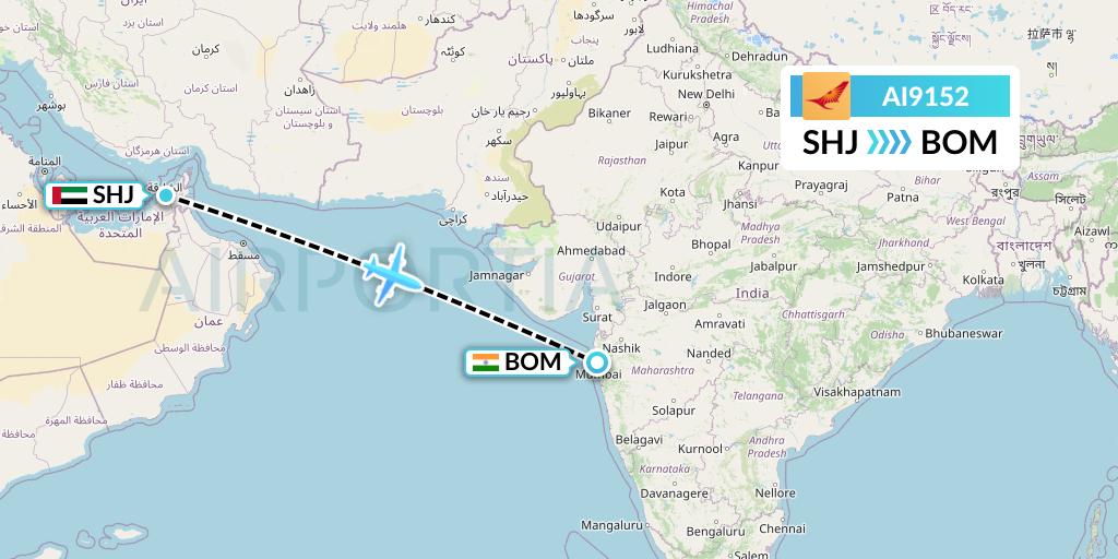 AI9152 Flight Status Air India: Sharjah to Mumbai (AIC9152)