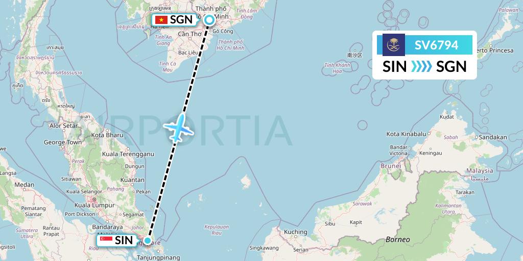 SV6794 Flight Status Saudi Arabian Airlines: Singapore to Ho Chi Minh ...