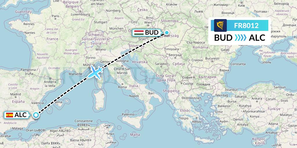 FR8012 Flight Status Ryanair: Budapest to Alicante (RYR8012)