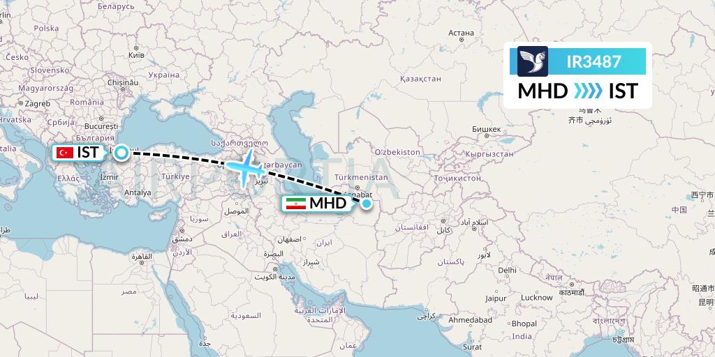 IR3487 Flight Status Iran Air: Mashhad to Istanbul (IRA3487)