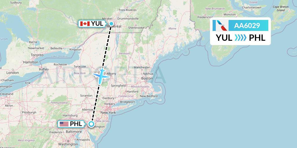 AA6029 Flight Status American Airlines: Montreal to Philadelphia (AAL6029)