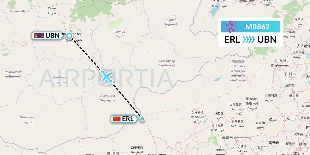 MR862 Flight Status Hunnu Air: Erenhot to Ulan Bator (MML862)