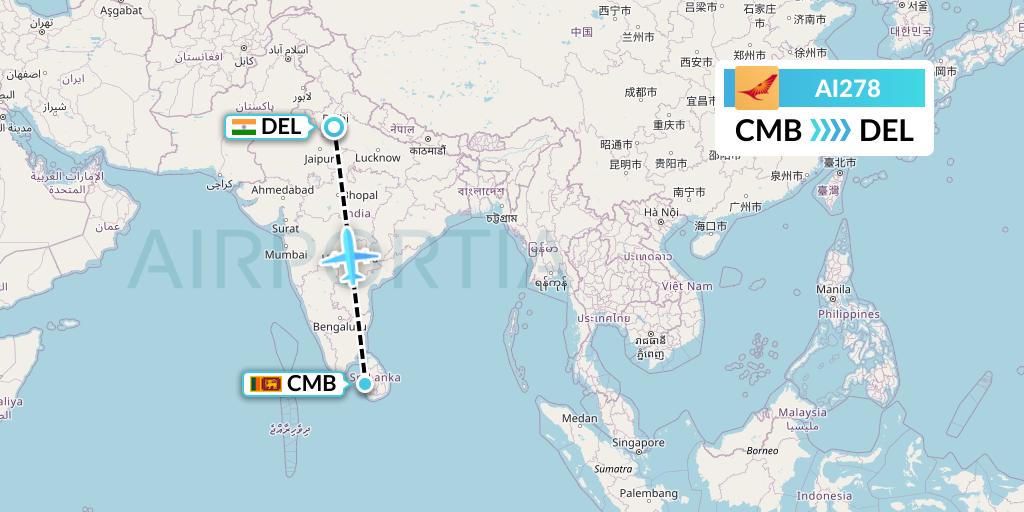 AI278 Flight Status Air India: Colombo to Delhi (AIC278)