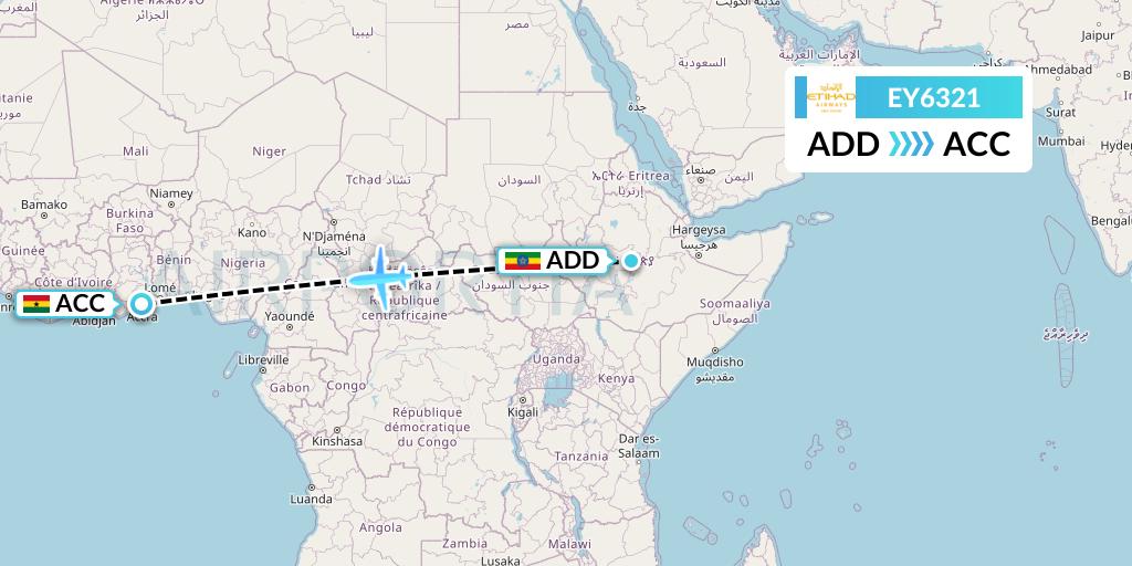 EY6321 Flight Status Etihad Airways: Addis Ababa to Accra (ETD6321)