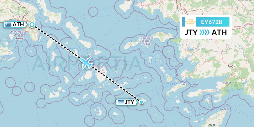 EY6728 Flight Status Etihad Airways: Astypalaia Island to Athens (ETD6728)