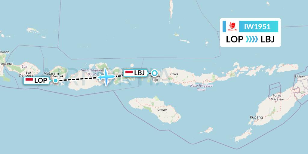 IW1951 Flight Status Wings Air: Lombok to Labuan Bajo (WON1951)
