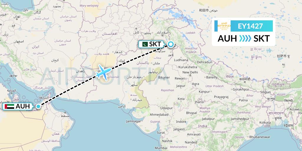 EY1427 Flight Status Etihad Airways: Abu Dhabi to Sialkot (ETD1427)
