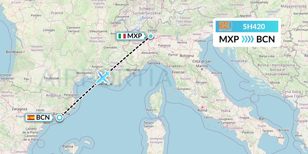 5H420 Flight Status Fly540: Milan to Barcelona (FFV420)