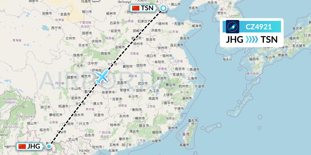 CZ4921 Flight Status China Southern Airlines: Jinghong to Tianjin (CSN4921)