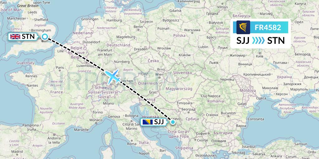 FR4582 Flight Status Ryanair: Sarajevo to London (RYR4582)