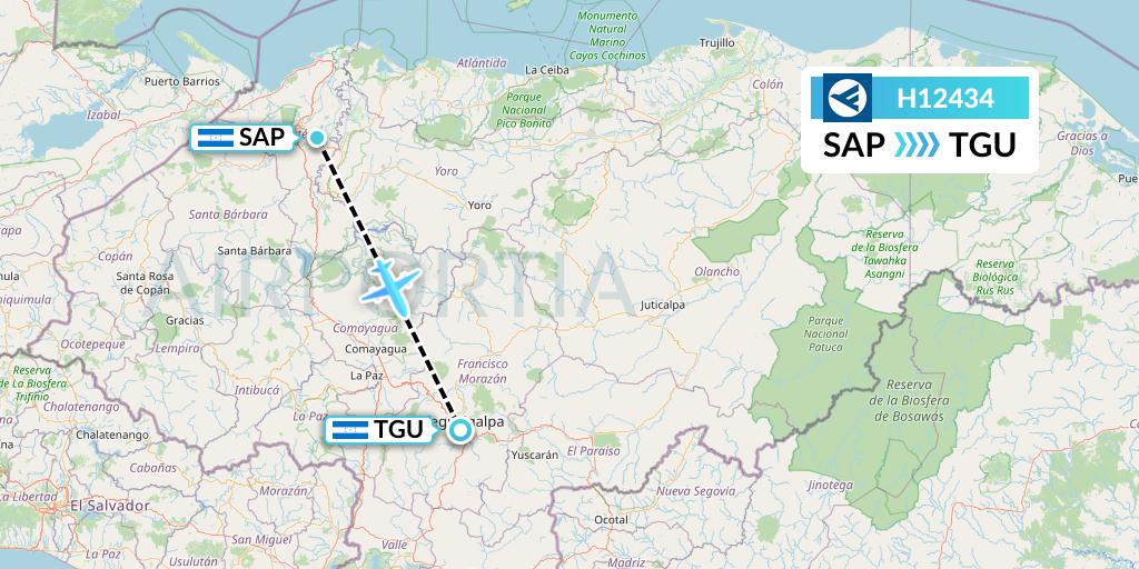 H12434 Flight Status Hahn Air Systems: San Pedro Sula to Tegucigalpa