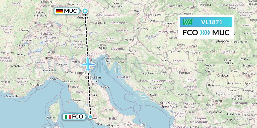 VL1871 Flight Status Air Via: Rome to Munich (VIM1871)