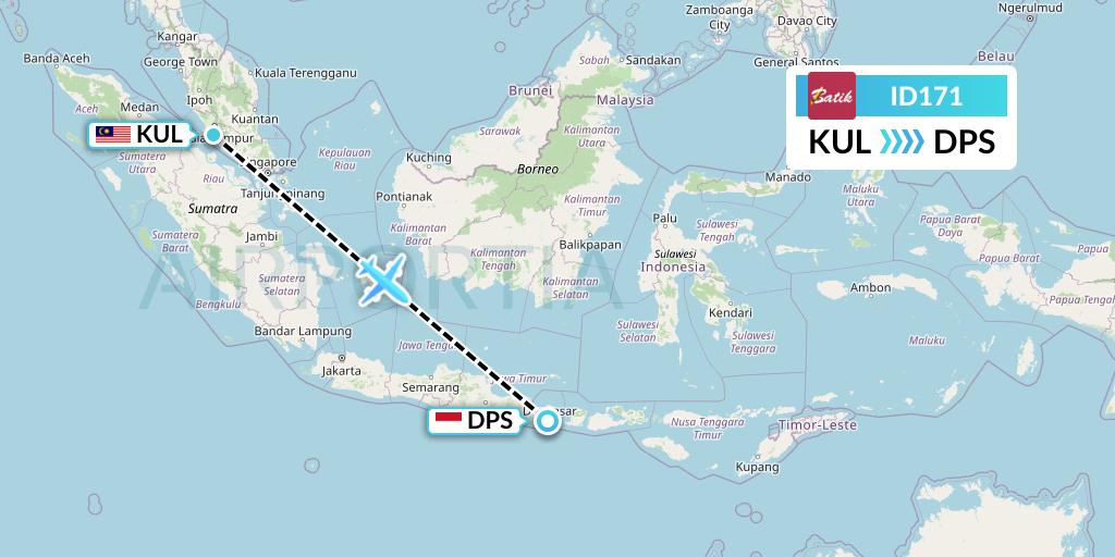 ID171 Flight Status Batik Air: Kuala Lumpur to Denpasar (BTK171)