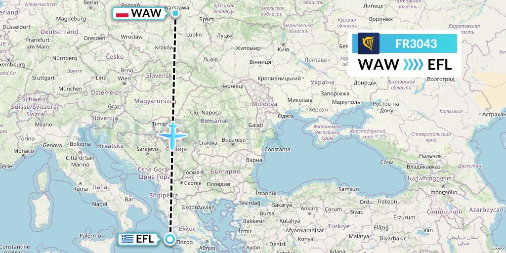 FR3043 Flight Status Ryanair: Warsaw to Kefalonia (RYR3043)