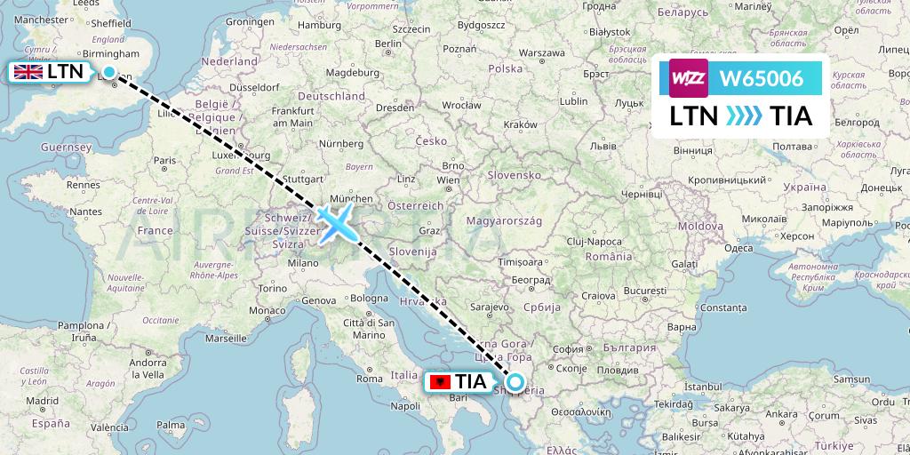 W65006 Flight Status Wizz Air: London to Tirana (WZZ5006)