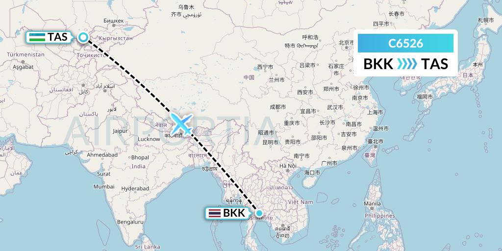 C6526 Flight Status Capitol Air Express: Bangkok to Tashkent (CEX526)