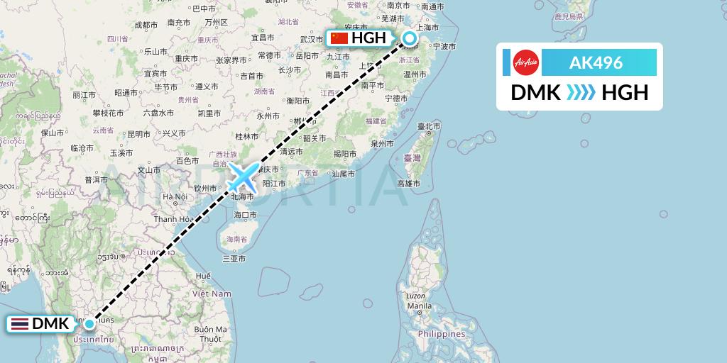 AK496 Flight Status AirAsia: Bangkok to Hangzhou (AXM496)