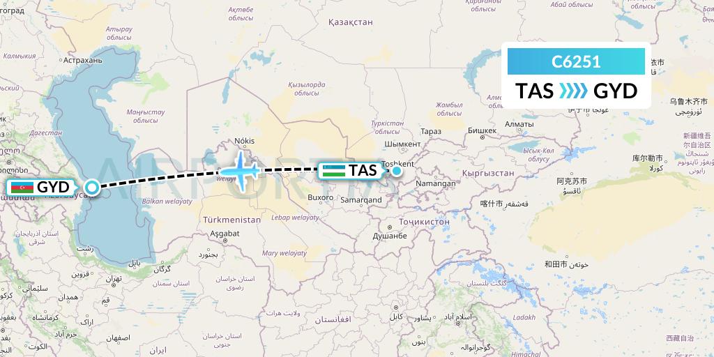 C6251 Flight Status Capitol Air Express: Tashkent to Baku (CEX251)
