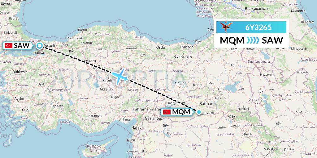 6Y3265 Flight Status SmartLynx: Mardin to Istanbul (ART3265)