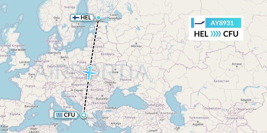 AY8931 Flight Status Finnair: Helsinki to Corfu (FIN8931)