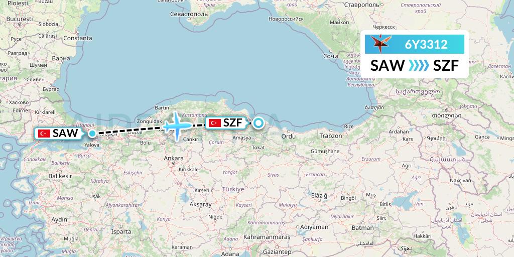 6Y3312 Flight Status SmartLynx: Istanbul to Samsun (ART3312)