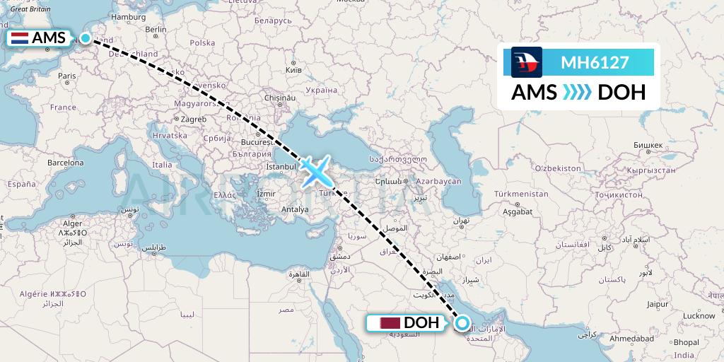 MH6127 Flight Status Malaysia Airlines: Amsterdam to Doha (MAS6127)