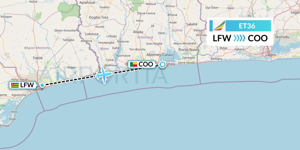 ET36 Flight Status Ethiopian Airlines: Lome to Cotonou (ETH36)