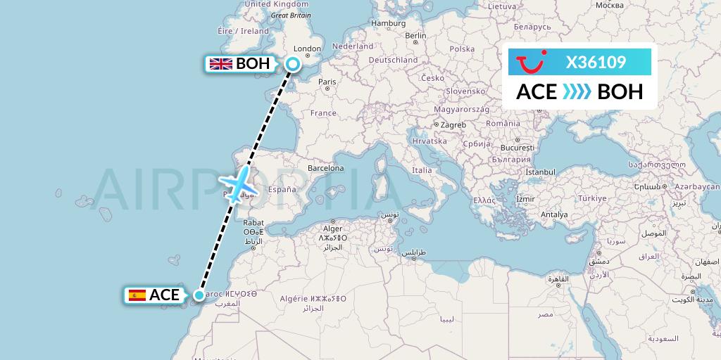 X36109 Flight Status TUI fly Germany: Lanzarote to Bournemouth (TUI6109)