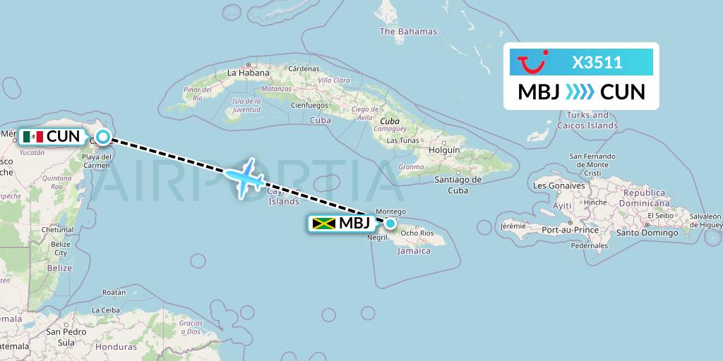 X3511 Flight Status TUI fly Germany: Montego Bay to Cancun (TUI511)