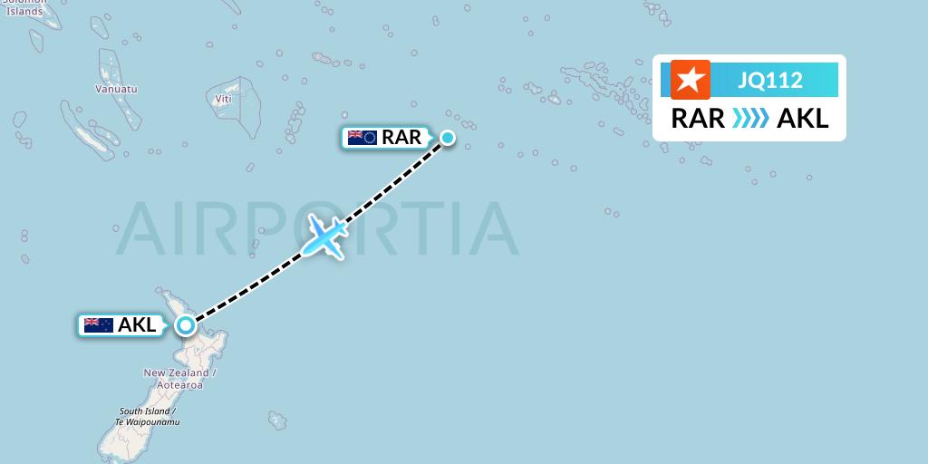 JQ112 Flight Status Jetstar Airways: Avarua to Auckland (JST112)