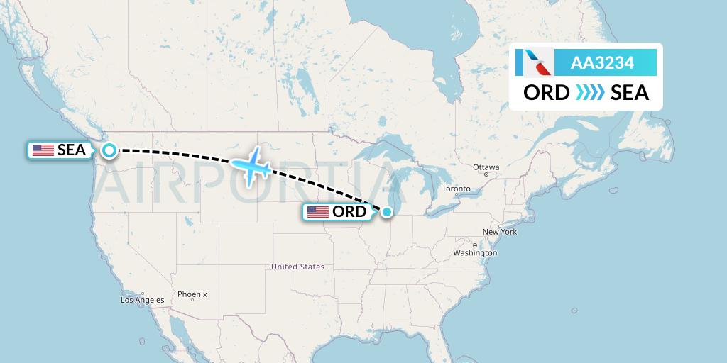 AA3234 Flight Status American Airlines: Chicago to Seattle (AAL3234)