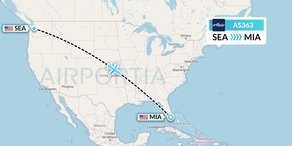 AS363 Flight Status Alaska Airlines: Seattle to Miami (ASA363)