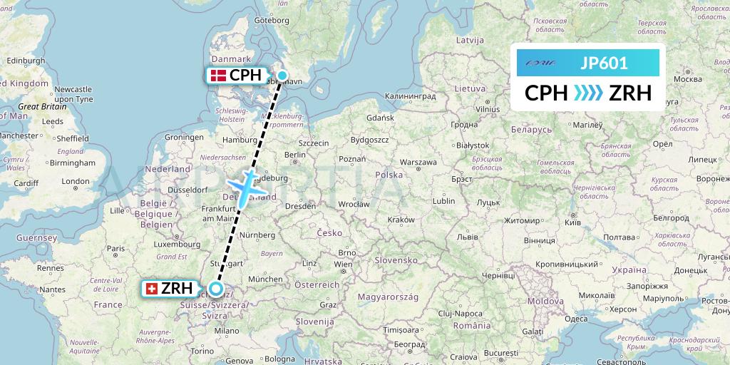 JP601 Flight Status Adria Airways: Copenhagen to Zurich (ADR601)