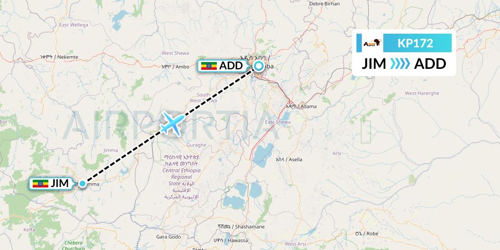 KP172 Flight Status ASKY: Jimma to Addis Ababa (SKK172)