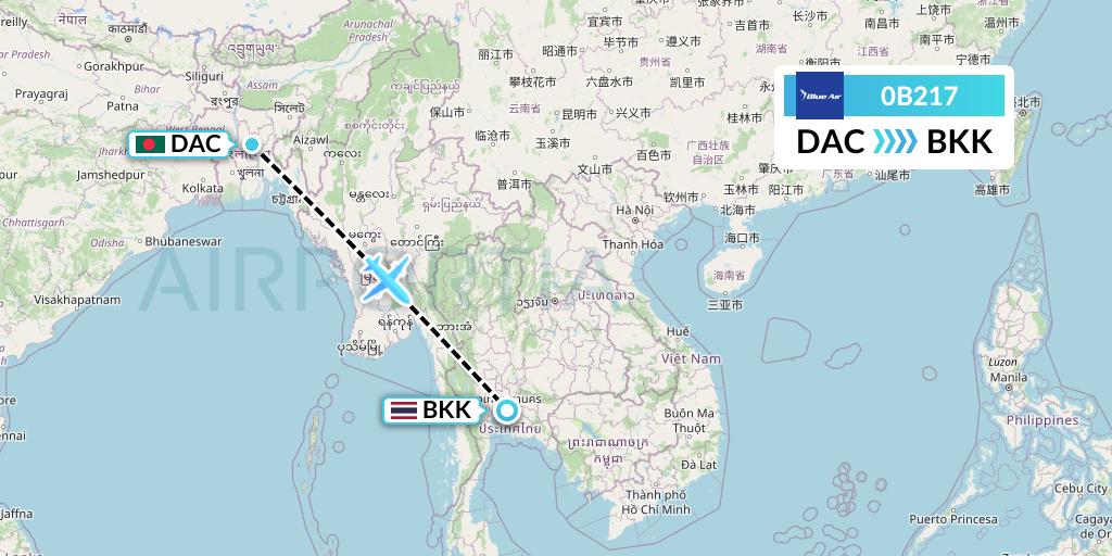 0B217 Flight Status Blue Air: Dhaka to Bangkok (BMS217)
