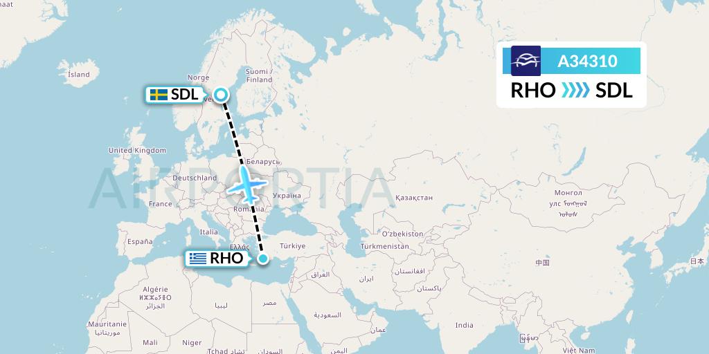 A34310 Flight Status Aegean Airlines: Rhodes to Sundsvall (AEE4310)