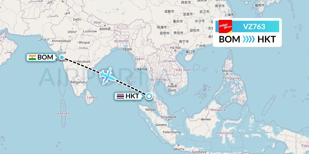 VZ763 Flight Status Thai Vietjet Air: Mumbai to Phuket (TVJ763)