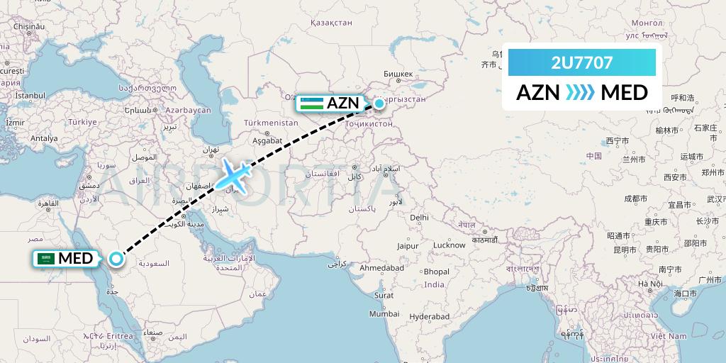 2U7707 Flight Status Sun d'Or International Airlines: Andizhan to ...